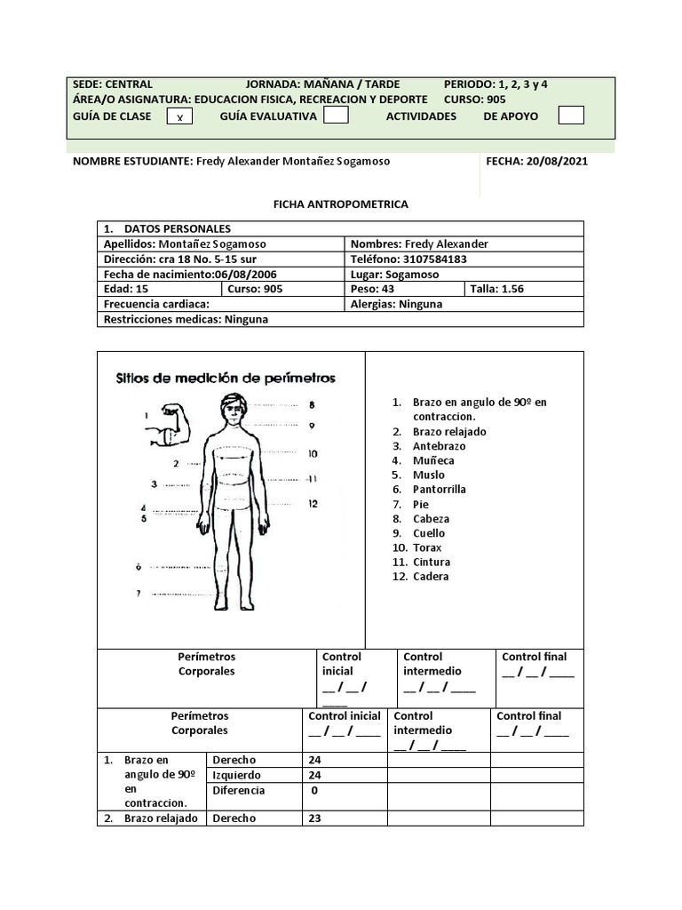 Ficha Antropometrica | PDF