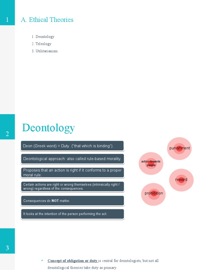 A. Ethical Theories: 1. Deontology 2. Teleology 3. Utilitarianism | PDF ...