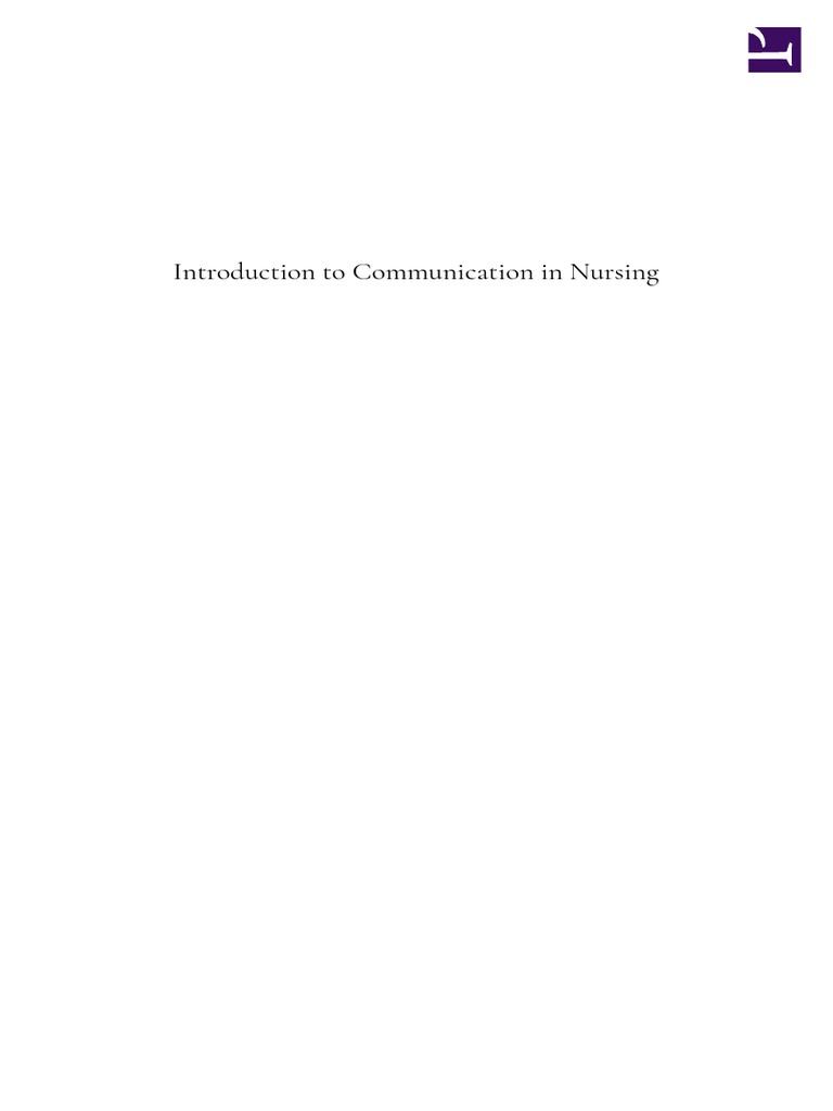 Introduction To Communication in Nursing 1597424323 | PDF ...