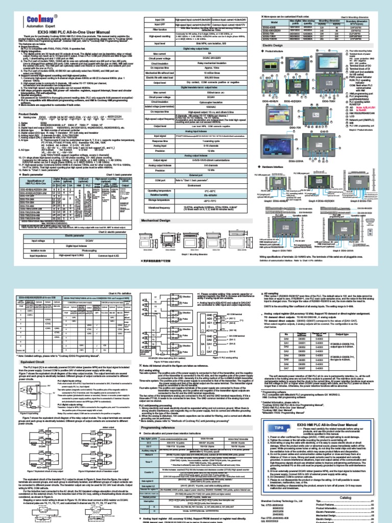 EX3G HMI PLC All-In-One User Manual | PDF | Programmable Logic Controller | Relay