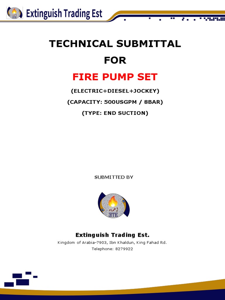 Technical Submittal FOR: Fire Pump Set | PDF | Pump | Engines