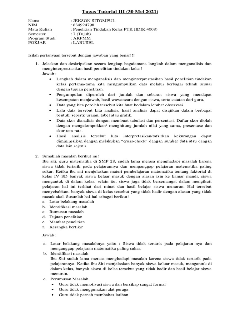 Tugas Tutorial III PTK | PDF