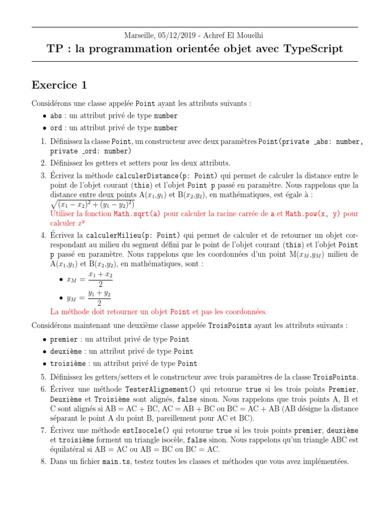 TP Typescript Ex S | PDF | Constructeur (programmation) | Programmation