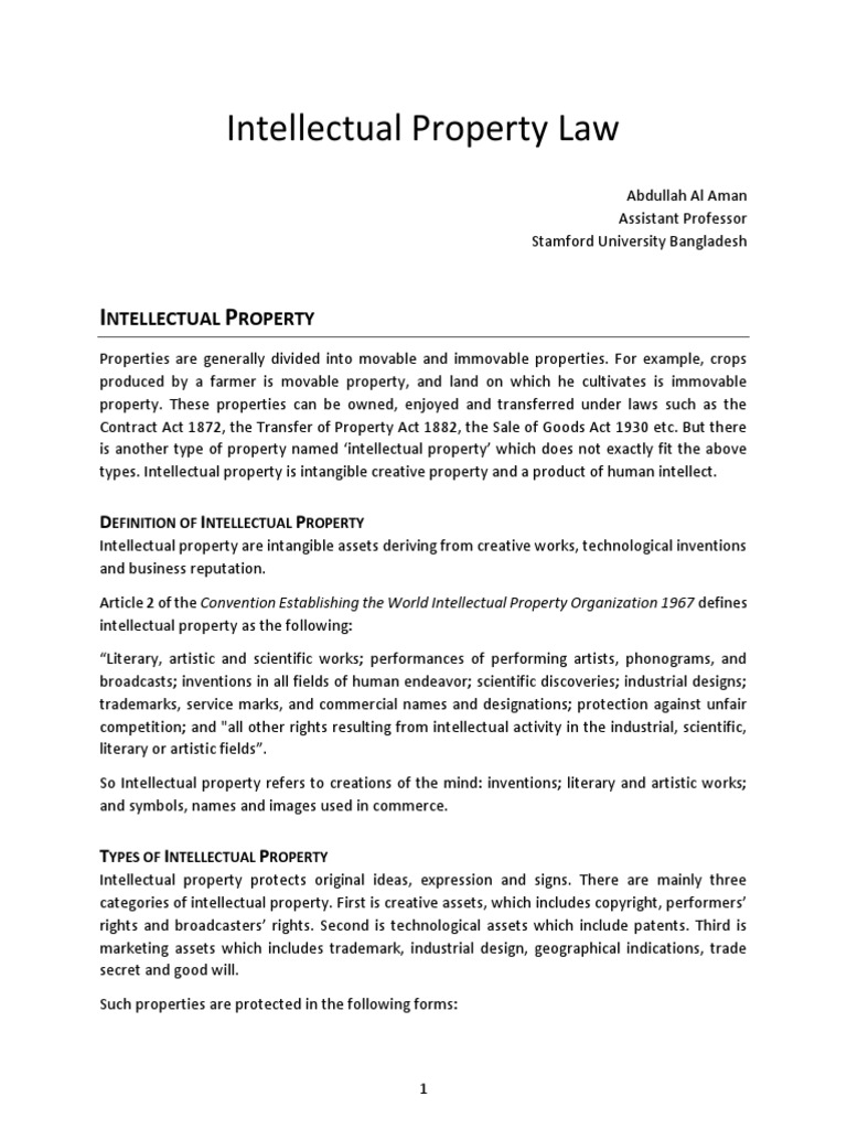 Intellectual Property Law: Ntellectual Roperty | PDF | Intellectual ...