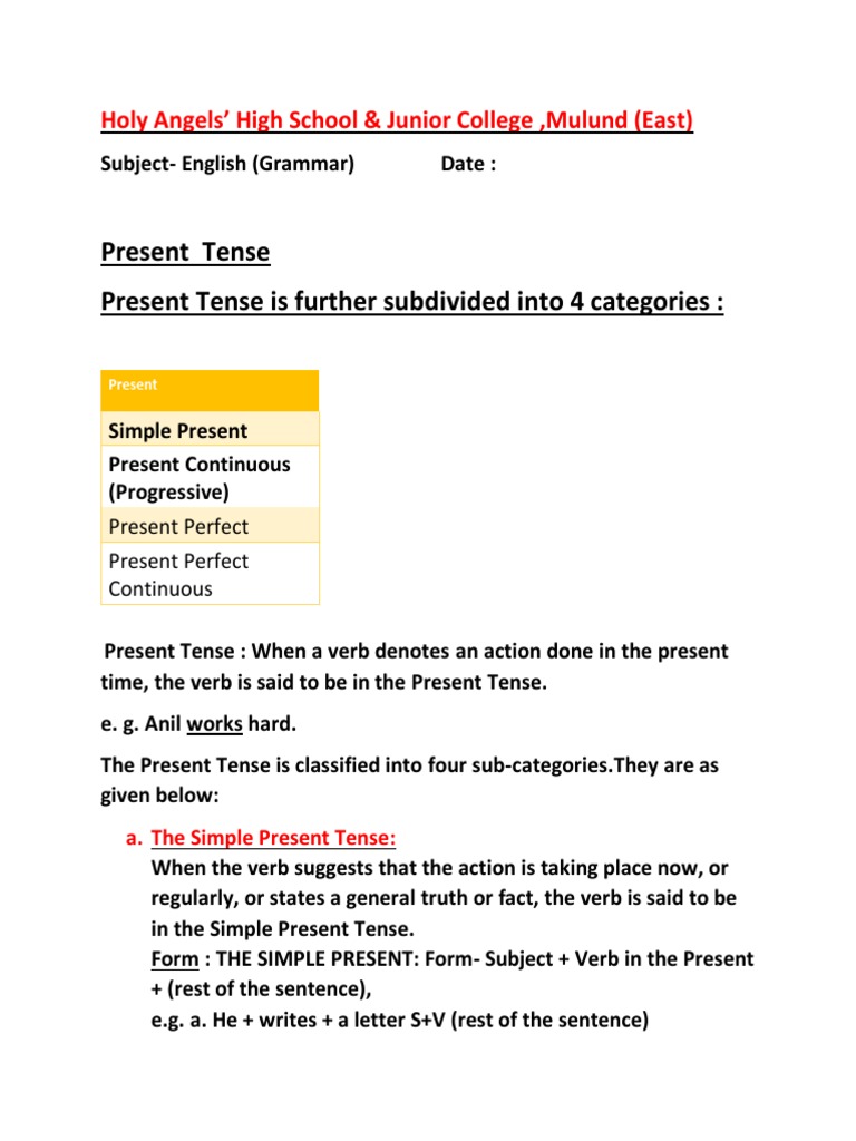 STD 7th Tenses (Present) | PDF | Grammatical Tense | Verb
