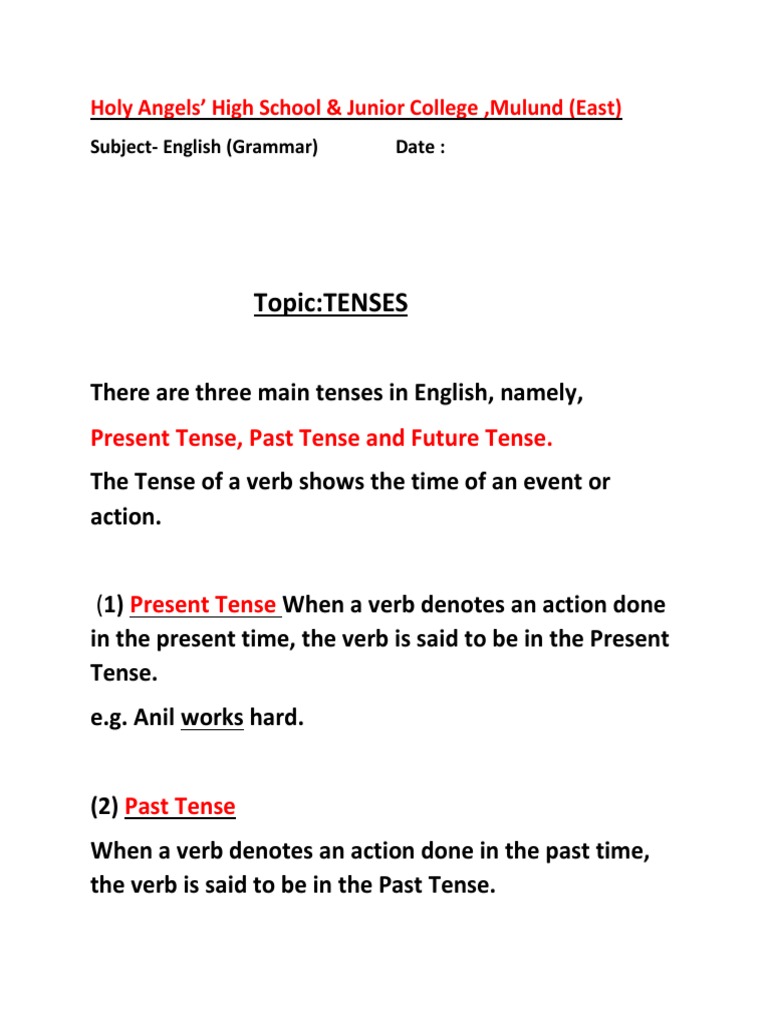 Tenses STD 7 | PDF | Grammatical Tense | Verb