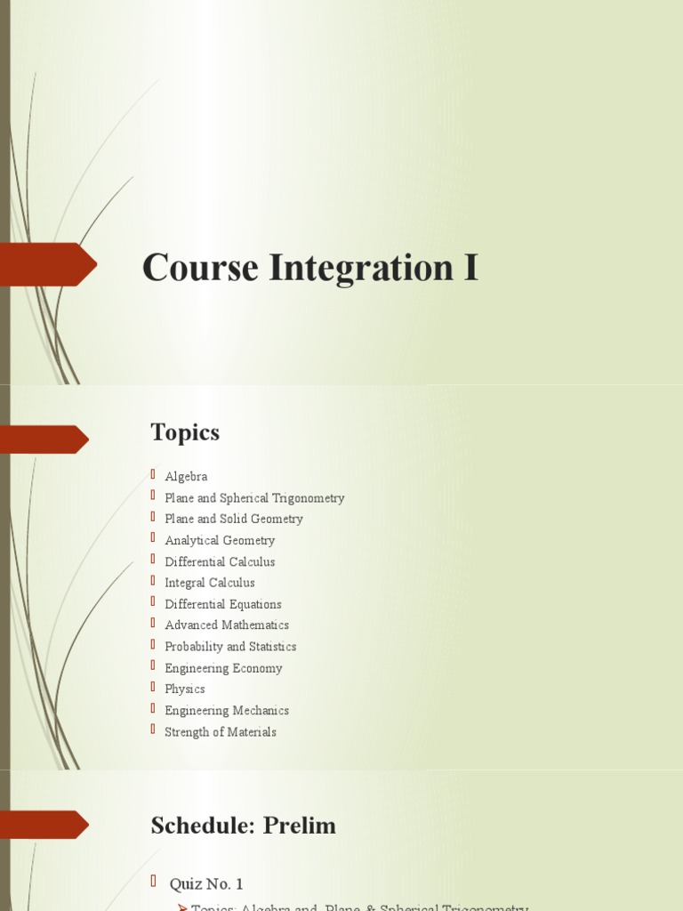 Course Integration I | PDF | Geometry | Equations