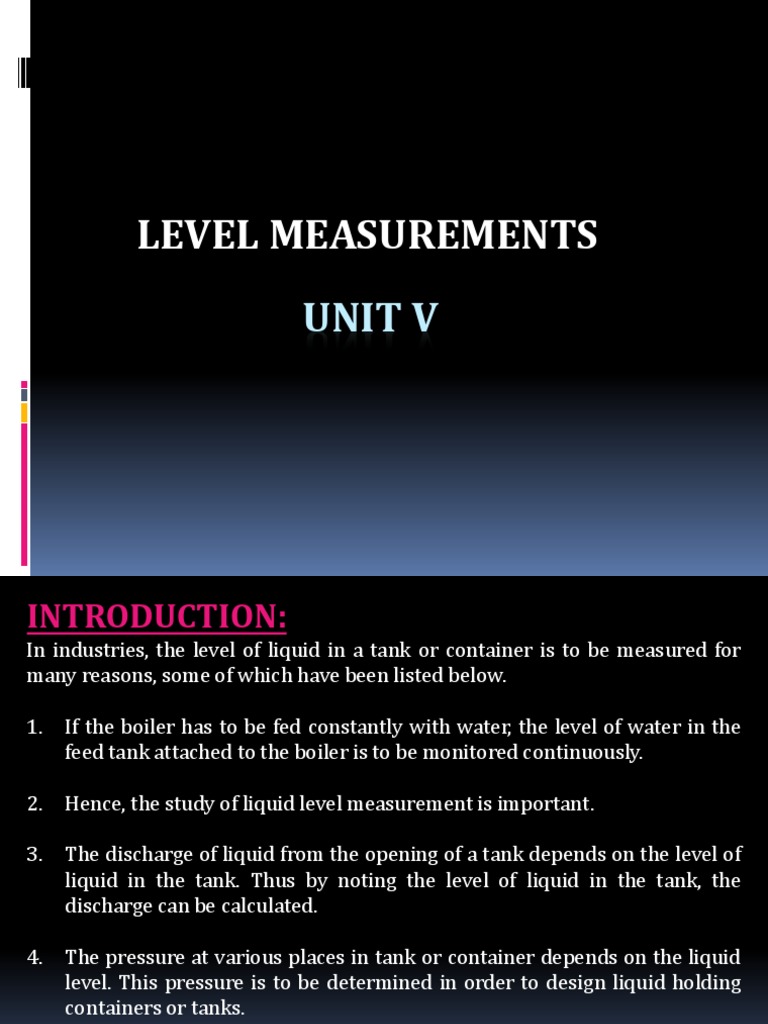 LEVEL MEASUREMENTS-Unit V | PDF | Pressure Measurement | Sensor
