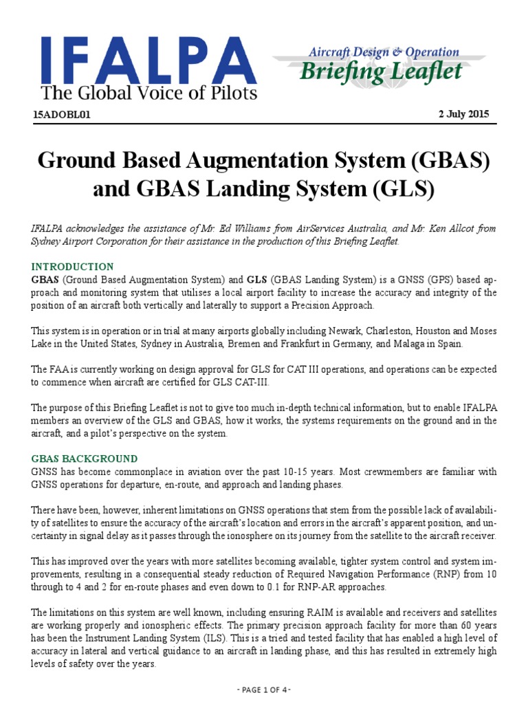 15adobl01 Gbas and Gls | PDF | Aviation | Systems Engineering