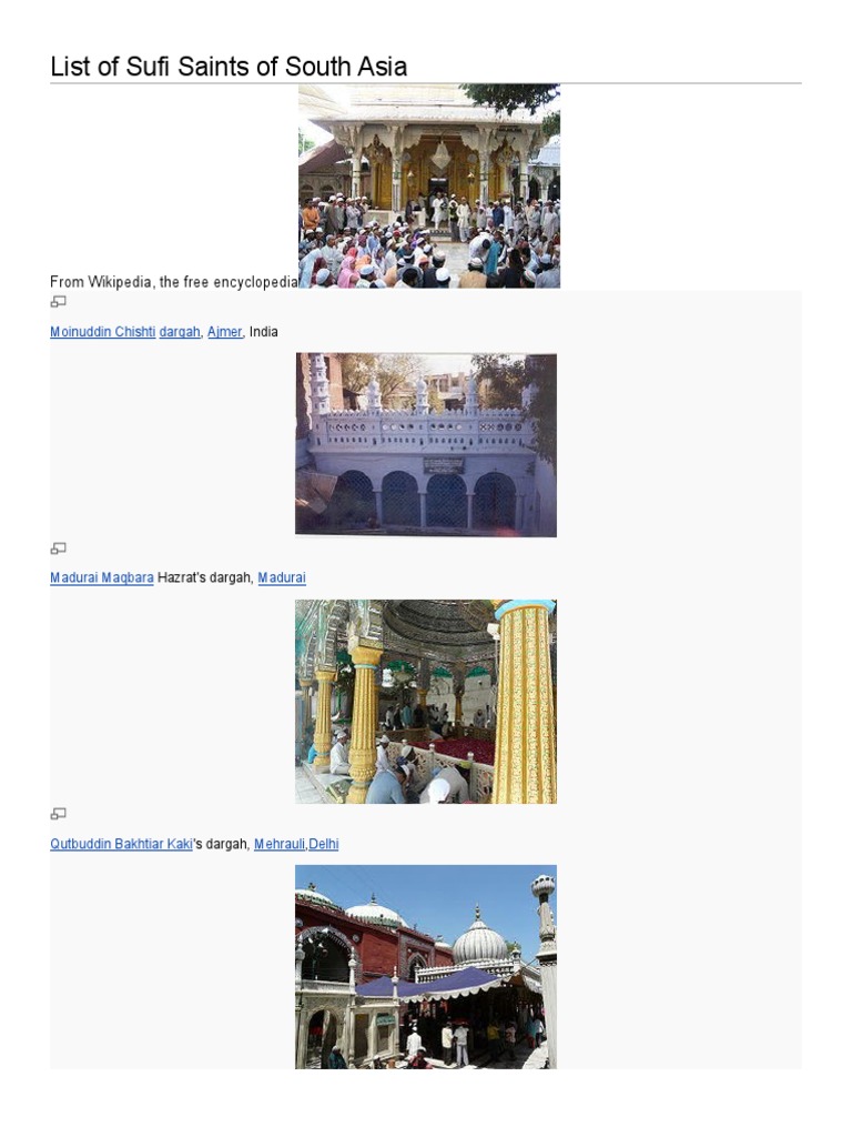 List of Sufi Saints of South Asia