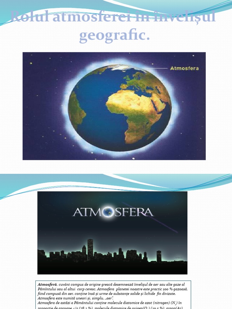 Importanta Atmosferei Rolul Atmosferei in Invelisul Geografic | PDF