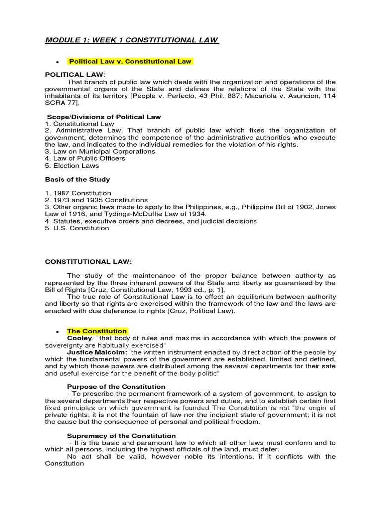 Module 1: Week 1 Constitutional Law | PDF | Initiative | Constitutional Amendment