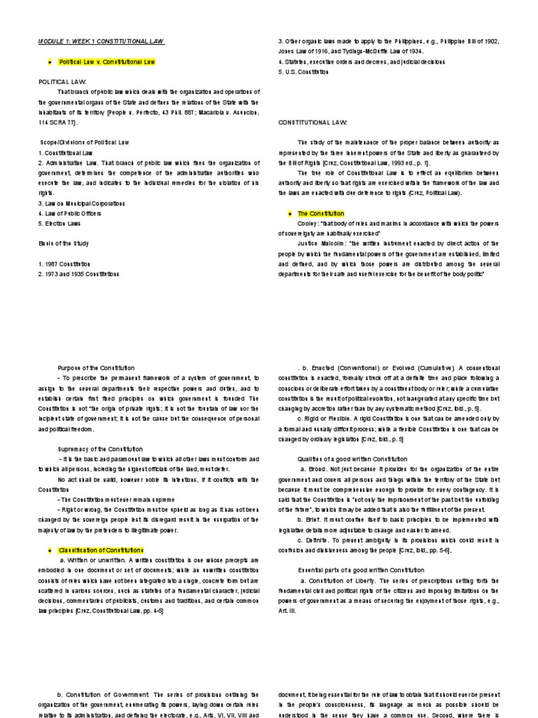 Module 1: Week 1 Constitutional Law | PDF | Initiative | Constitution