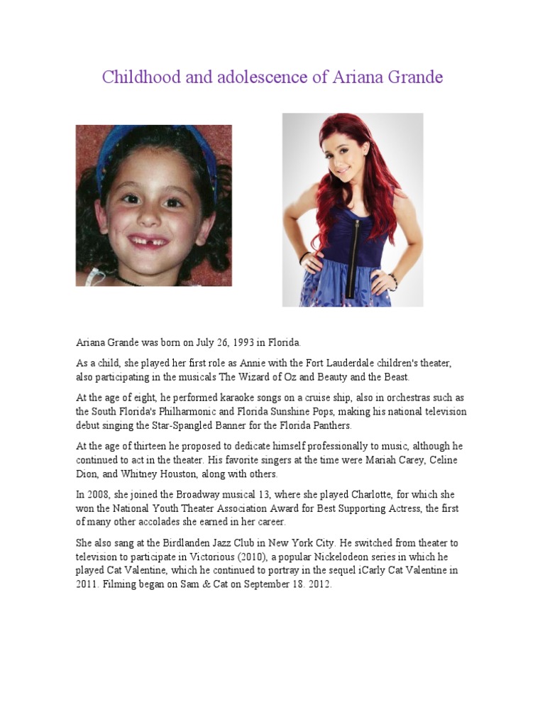 Childhood and Adolescence of Ariana Grande | PDF