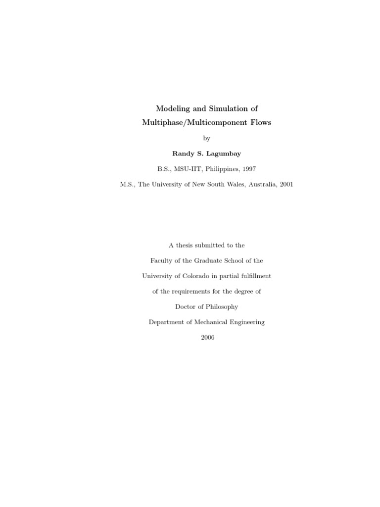 Modeling and Simulation of Multiphase/Multicomponent Flows | Download Free PDF | Fluid Dynamics ...