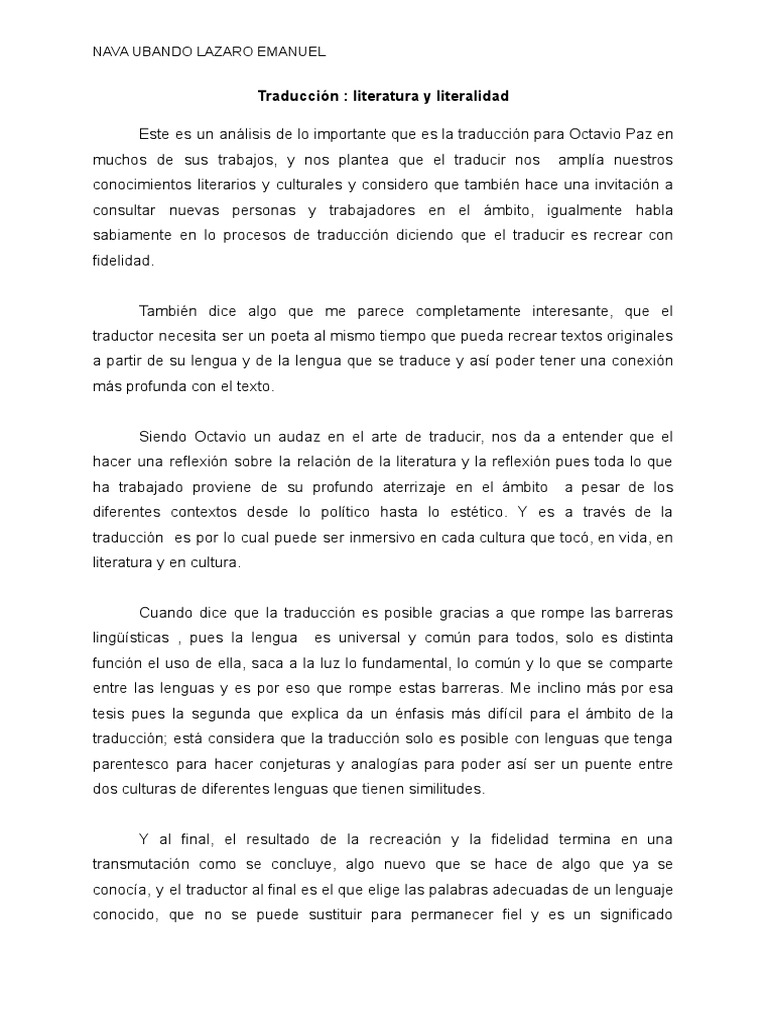 Traducción - Literatura y Literalidad | PDF | Traducciones | Lingüística