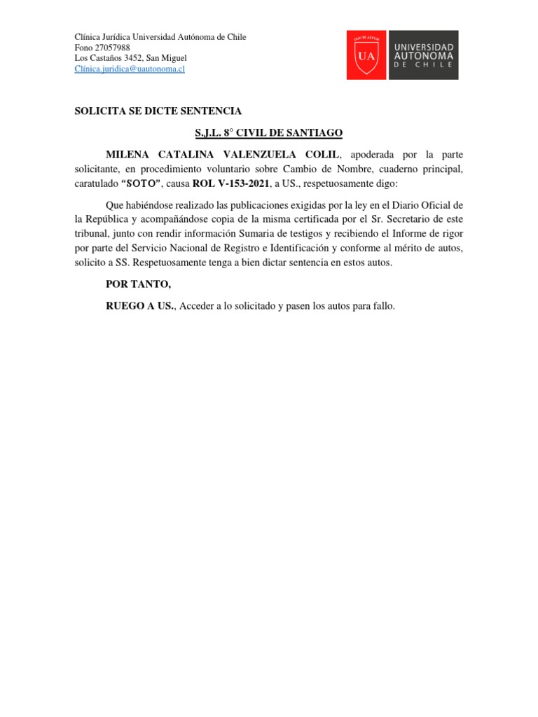 Solicita Se Dicte Sentencia | PDF