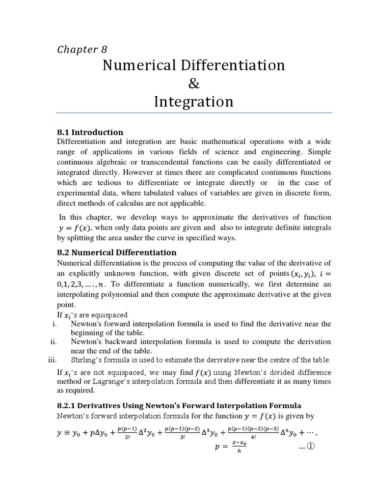 Num Diff Integ Web | PDF | Integral | Derivative