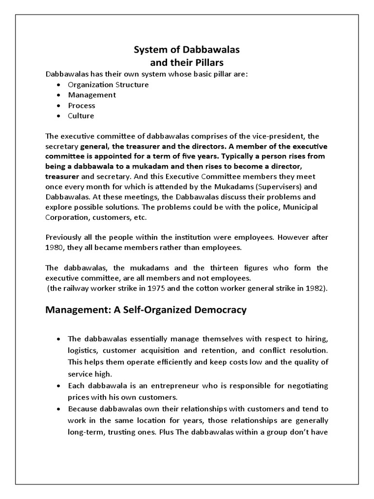 System of Dabbawalas and Their Pillars | PDF | Economies | Business