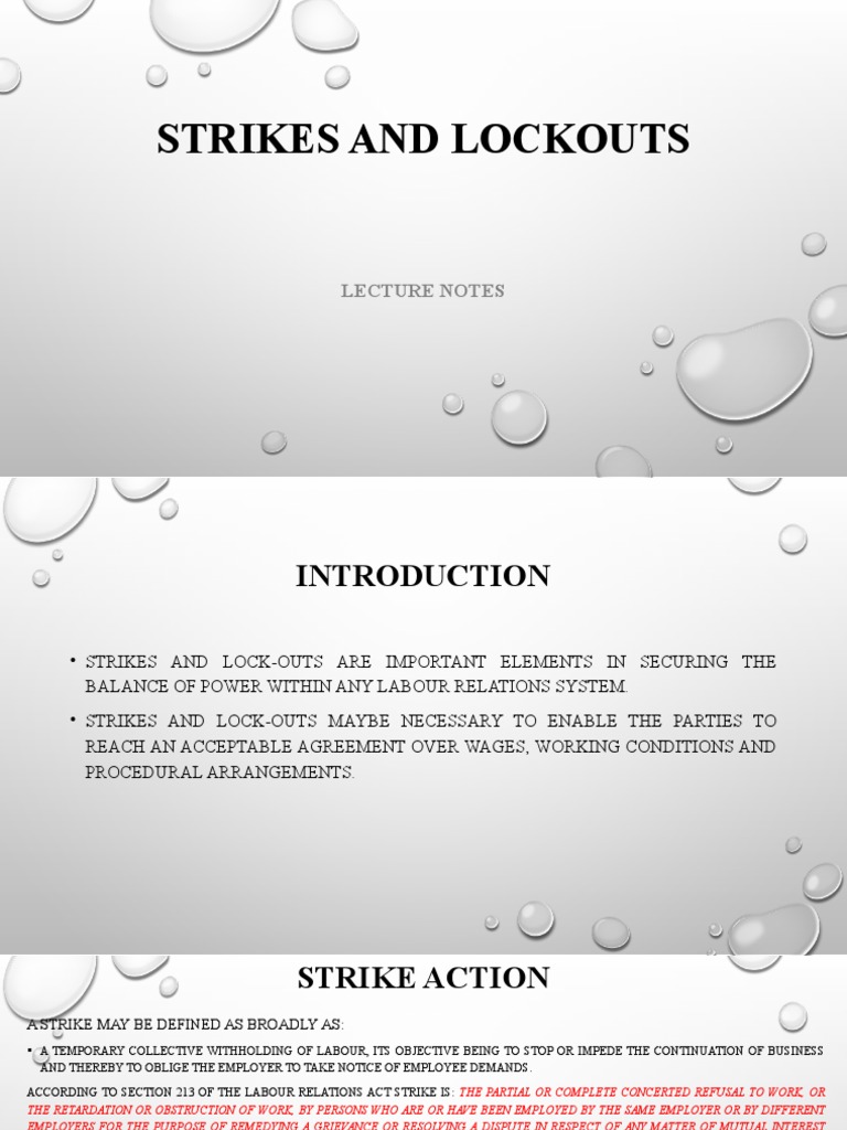 Strikes and Lockouts: Lecture Notes | PDF | Strike Action | Lockout ...