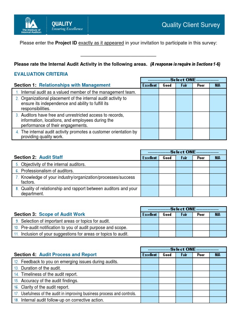 Internal Audit Evaluation Survey | PDF | Internal Audit | Audit