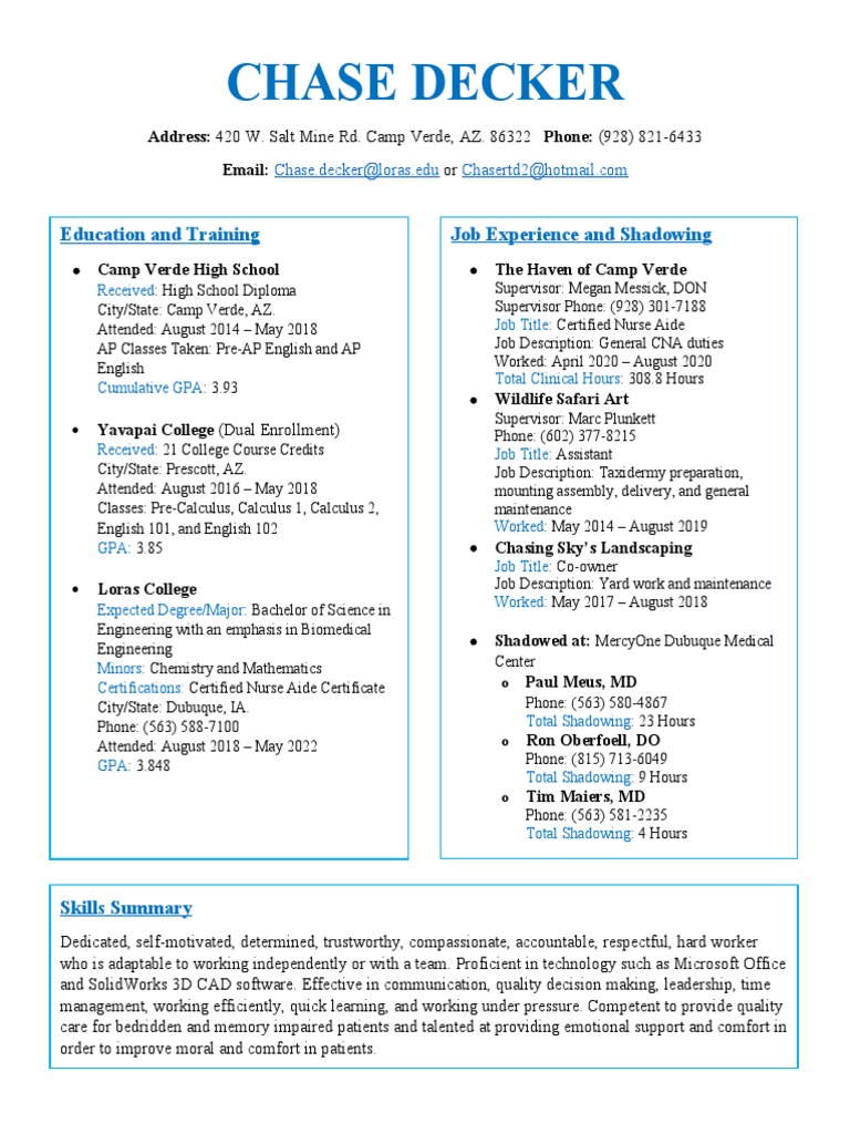 Medical School Application Resume | PDF | Health Care