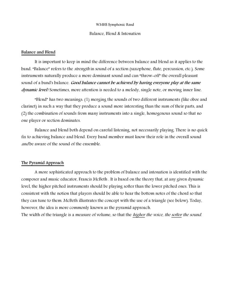 WMHS Band Balance and Blend Techniques | PDF | Language Arts ...