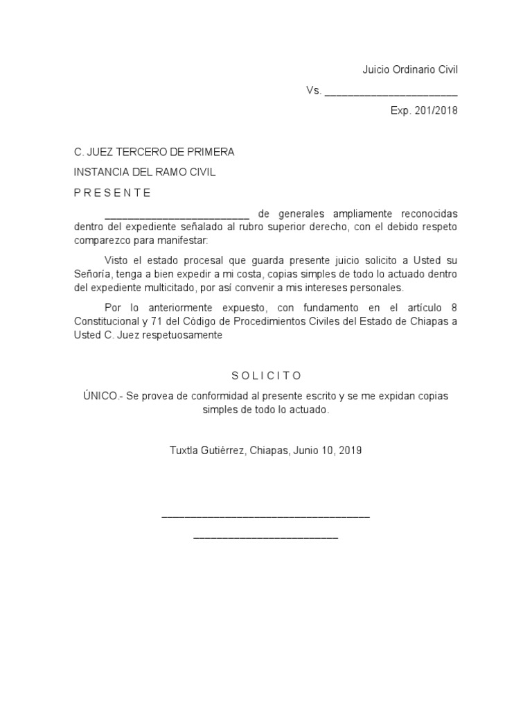 Solicitud de Copias Simples | PDF