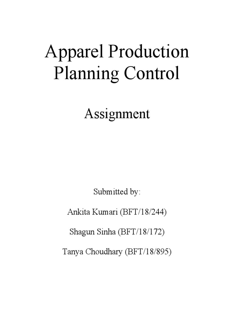 Apparel Production Planning Guide | PDF | Sewing | Clothing