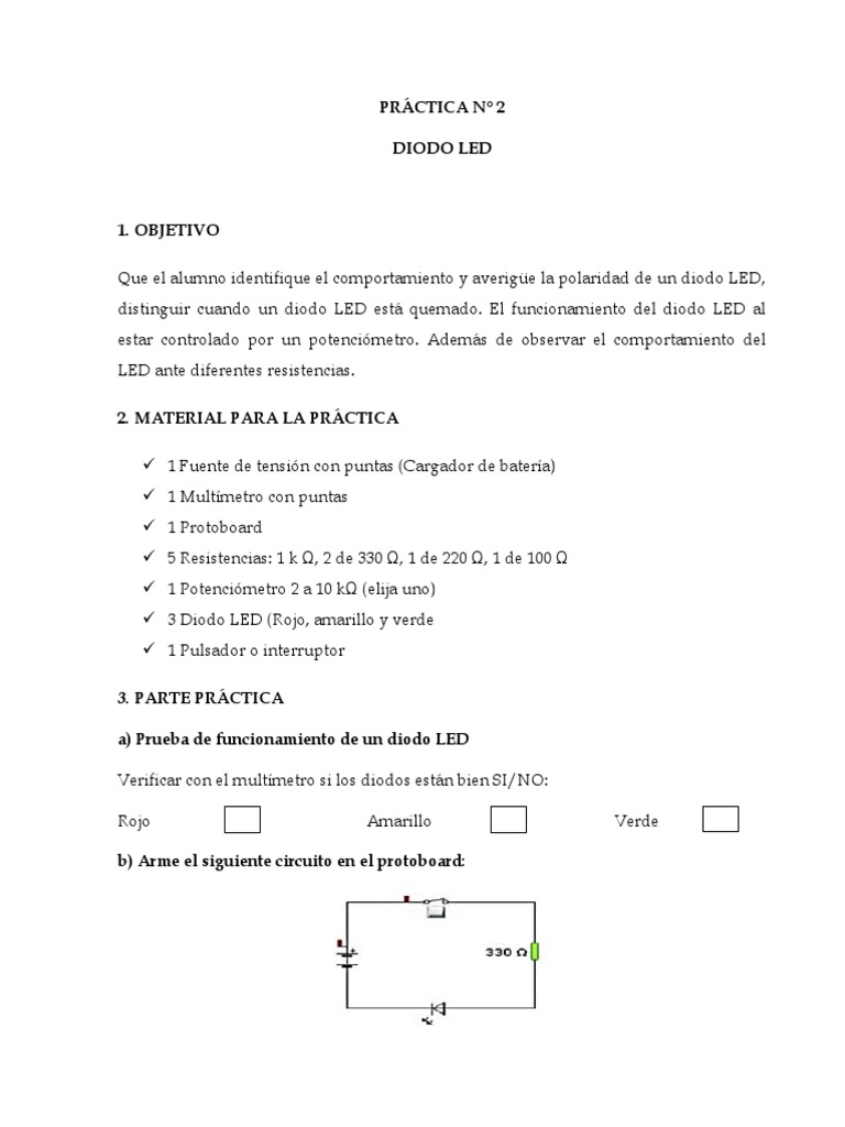 Comportamiento y Control de Diodos LED | PDF | Diodo emisor de luz | Diodo