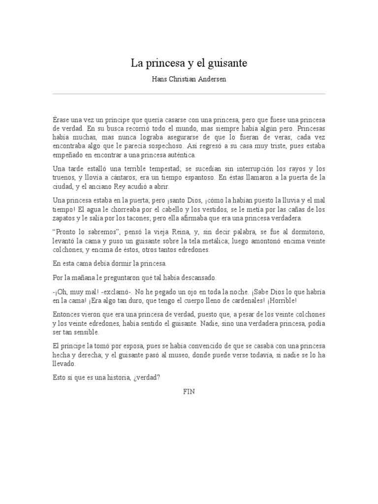 La Princesa Del Guisante | PDF | Clásicos