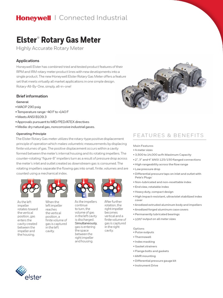 Elster Rotary Gas Meter Datasheet | PDF | Flow Measurement | Pump