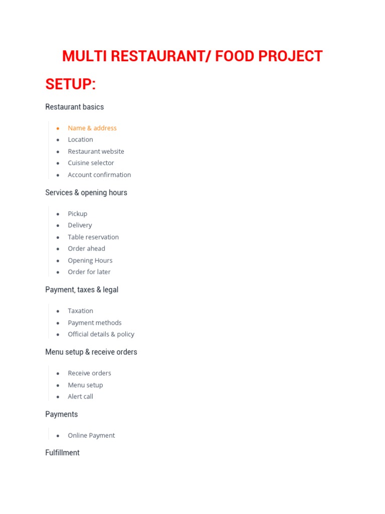 Multi Restaurant/ Food Project Setup | PDF