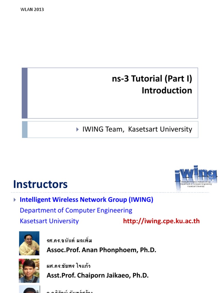 ns-3 Tutorial (Part I) : IWING Team, Kasetsart University | PDF | Transmission Control Protocol ...