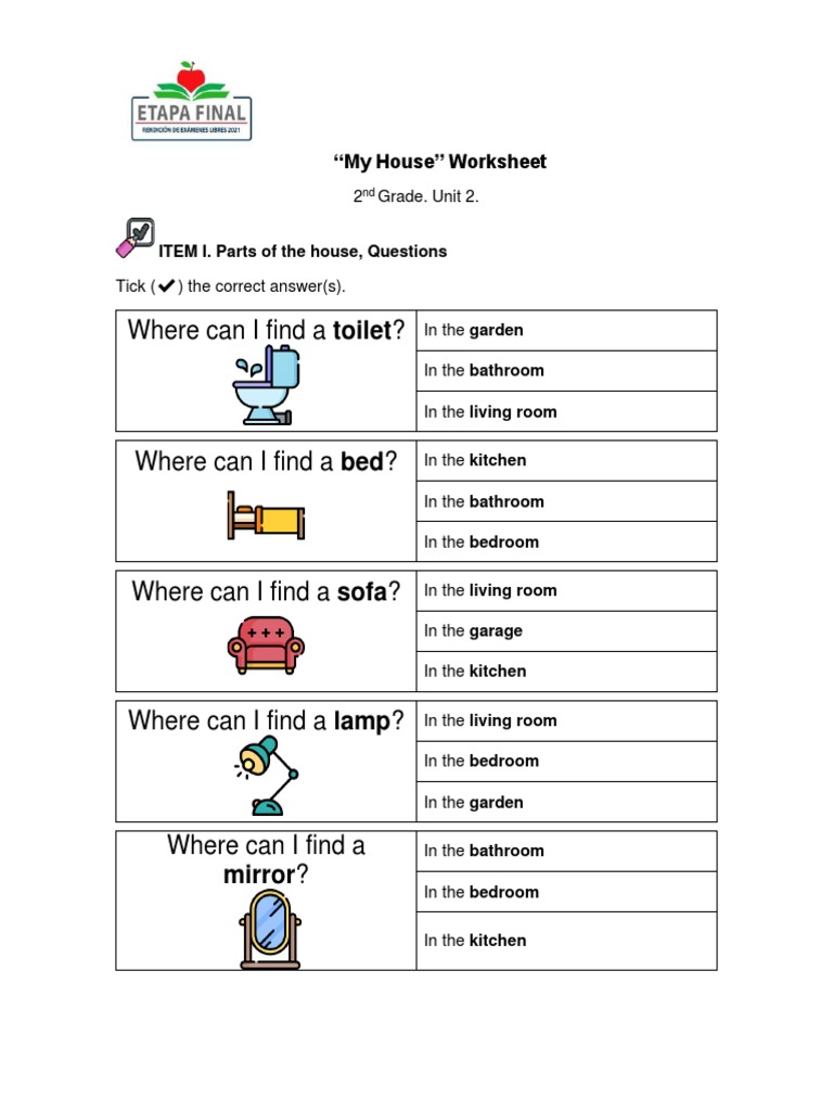 My House Worksheet for Grade 2 | PDF