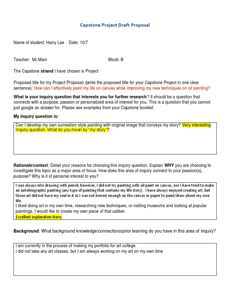 CLC 12 - Capstone Project Draft Proposal | PDF | Paintings | Inquiry