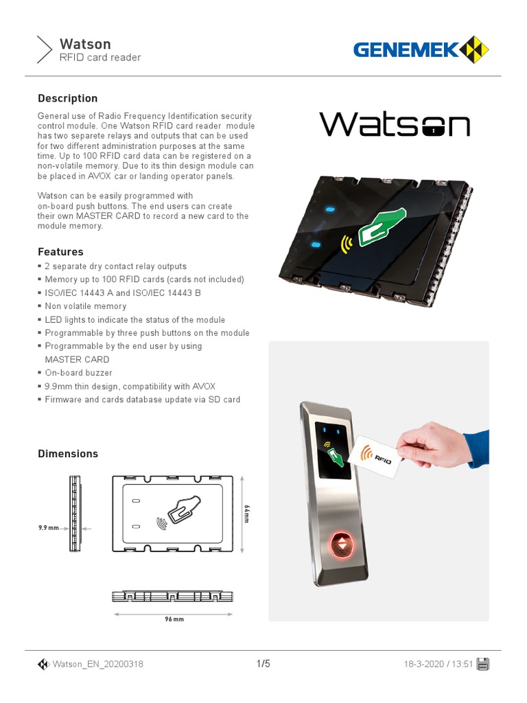Watson EN 20200318 | PDF | Radio Frequency Identification | Master Card
