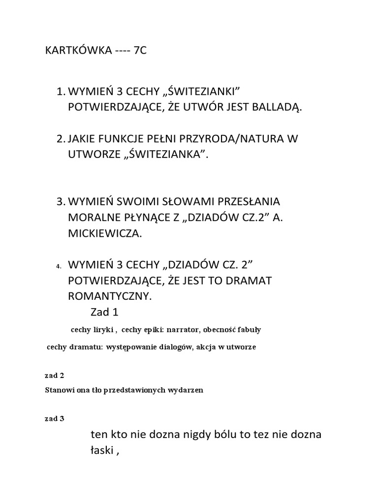 Kartkówka 7C | PDF