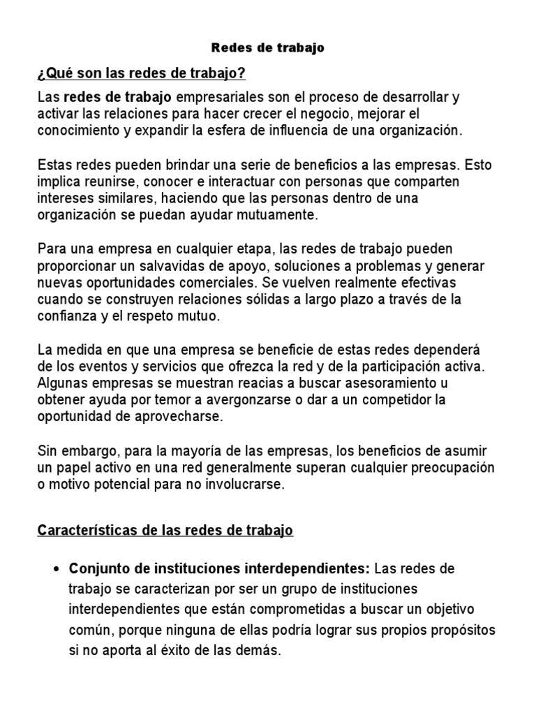 Las redes de trabajo empresariales: concepto, beneficios, tipos y ...