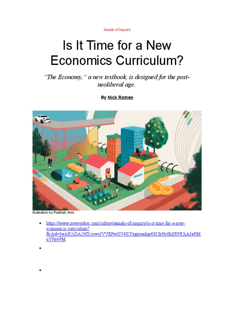 New Economics Curriculum for Today | PDF | Economics | Neoclassical ...