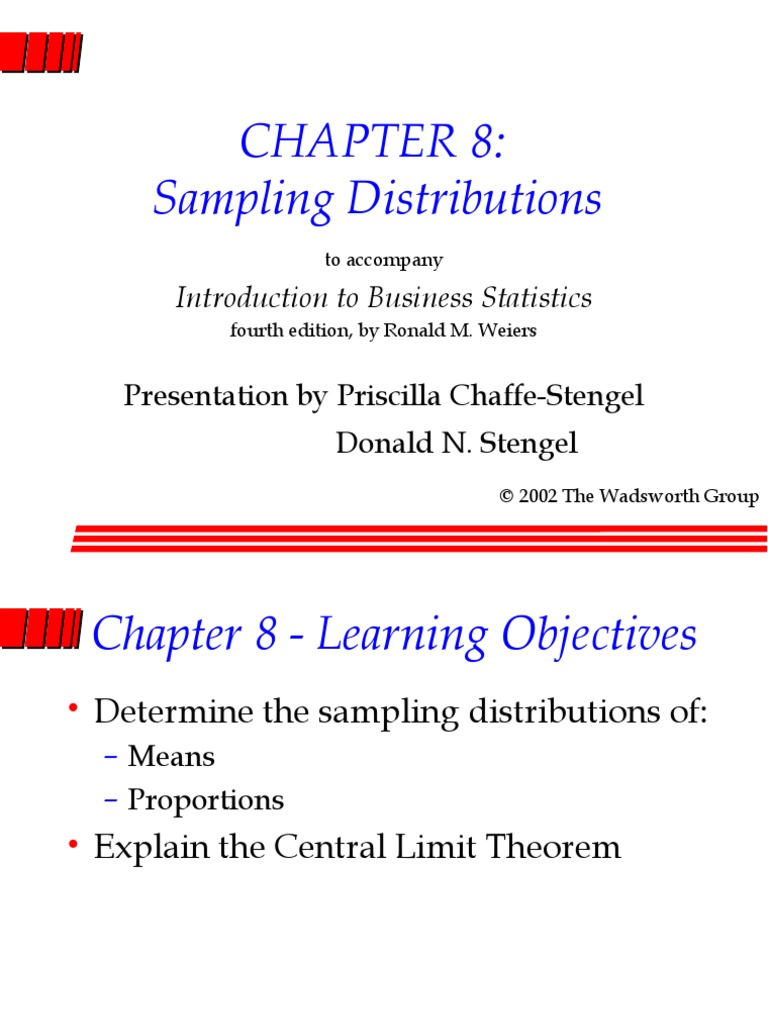 Sampling Distributions Introduction To Business Statistics Pdf