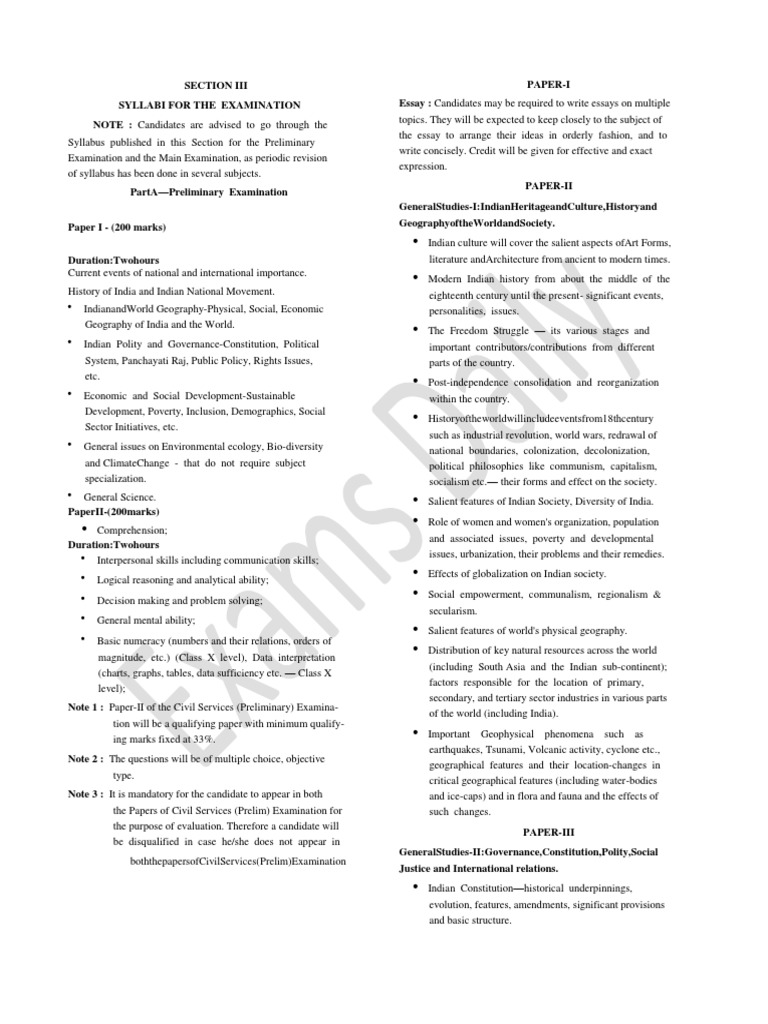 CIVIL SERVICE PRELIMINARY EXAM SYLLABUS PDF Technical Specifications ...