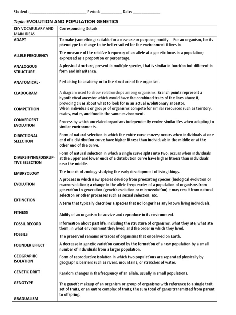 Unit 7 Evolution Review Packet | PDF | Evolution | Natural Selection
