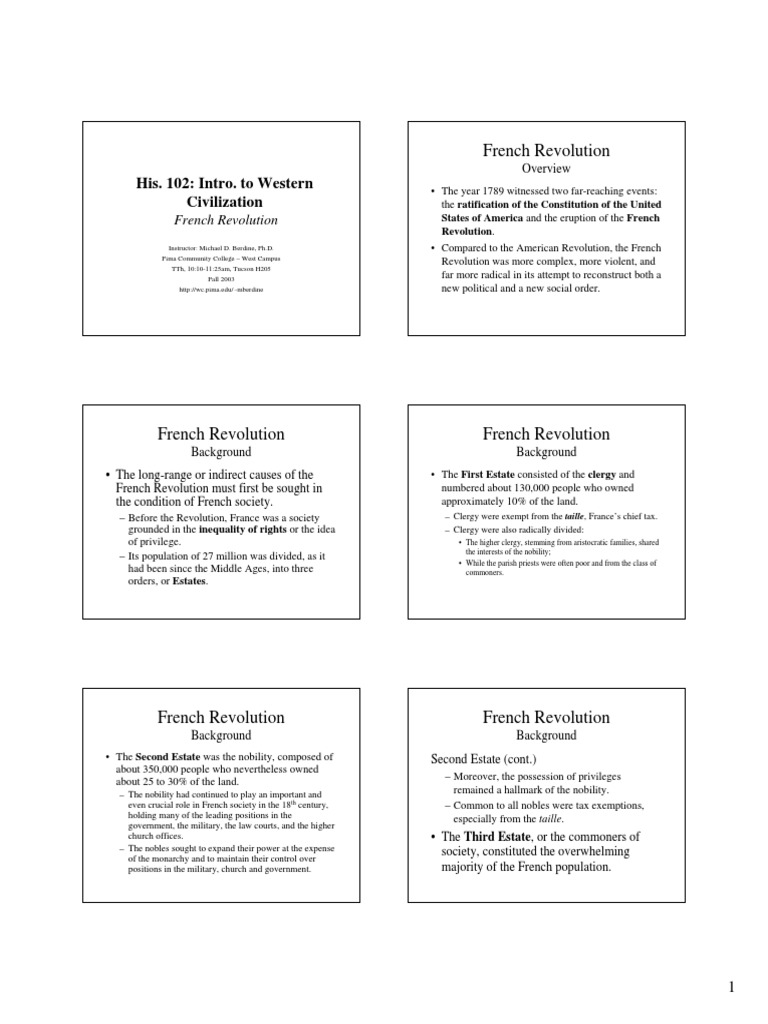 French Revolution: His. 102: Intro. To Western Civilization | PDF ...