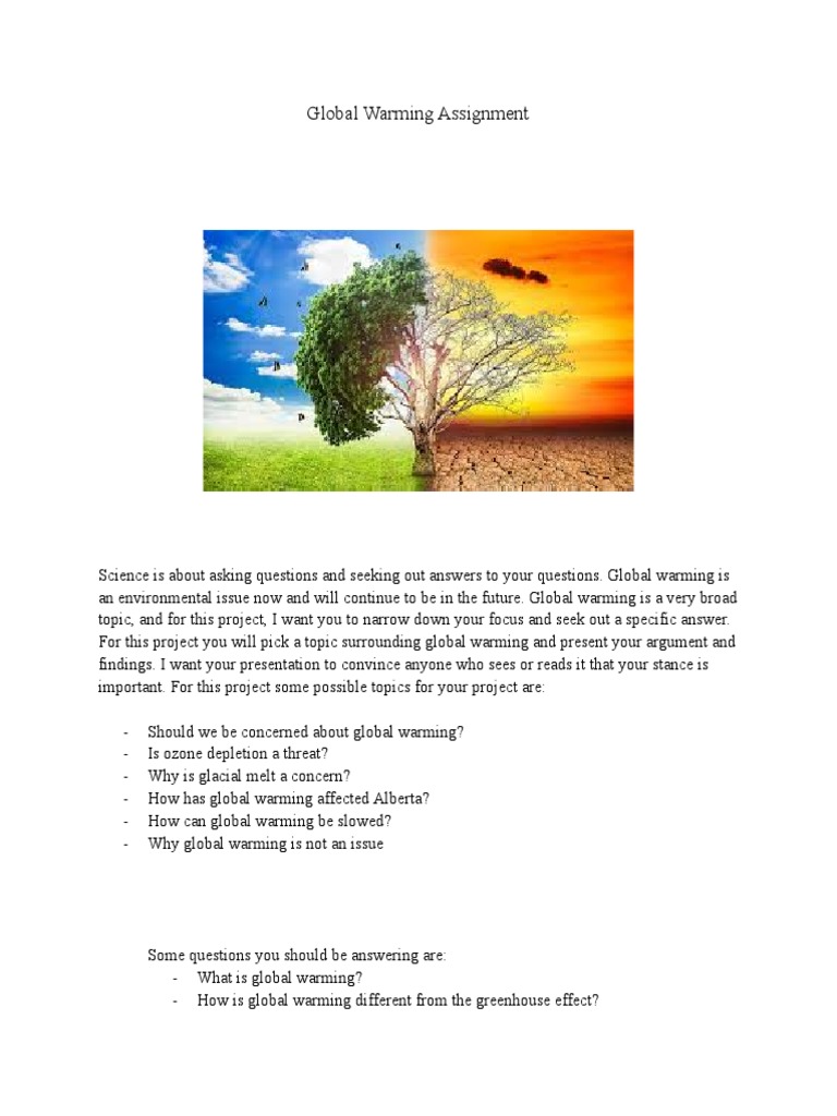 Global Warming Assignment | PDF | Climate Change | Information