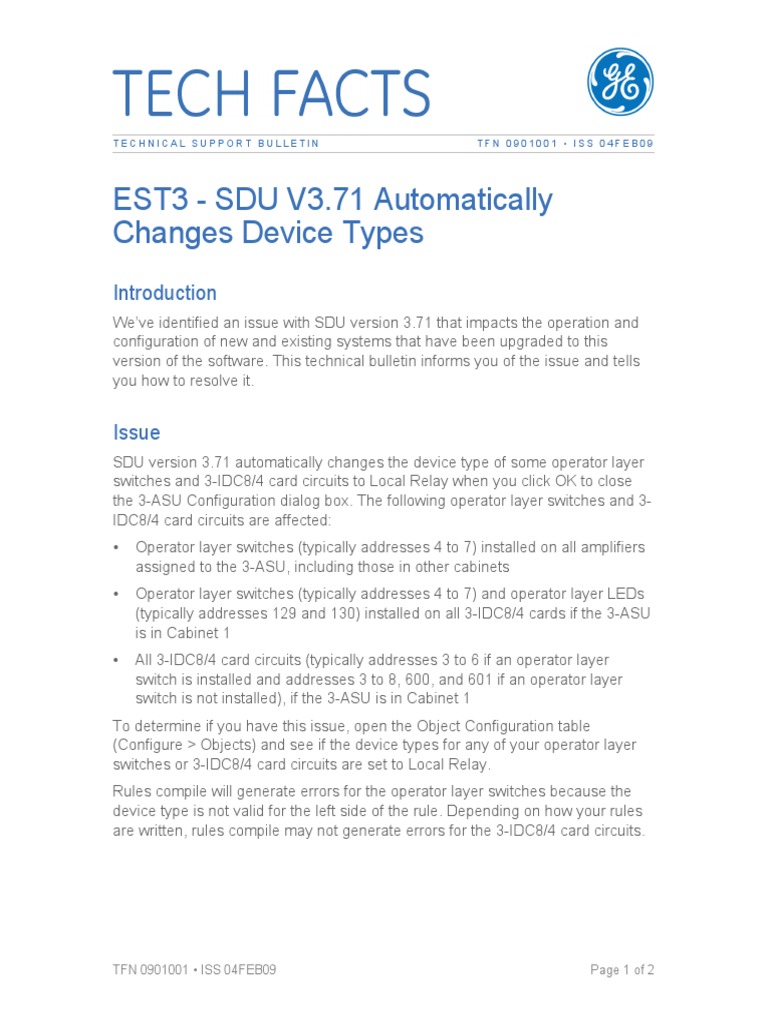 EST3 - SDU V3.71 Automatically Changes Device Types | PDF | Switch ...