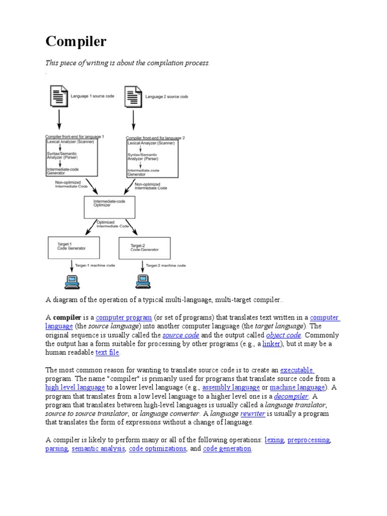 Compiler: This Piece of Writing Is About The Compilation Process. | PDF | Compiler | Source Code