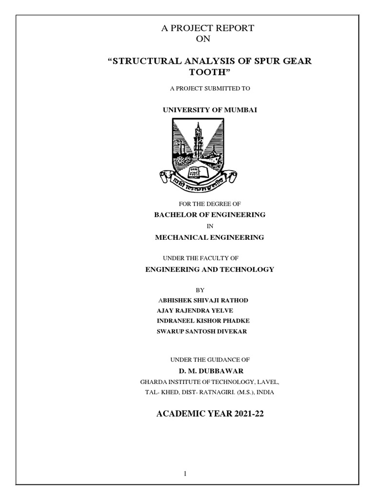 FEA PROJECT 5th Sem | Download Free PDF | Gear | Mechanical Engineering