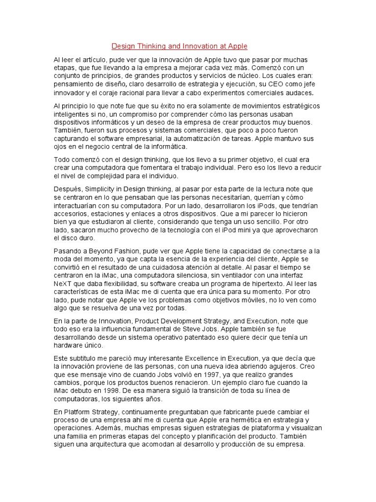Design Thinking e Innovación en Apple | PDF | Apple Inc. | Yo pod