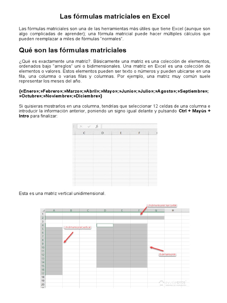 Práctica 3 - Las Fórmulas Matriciales en Excel | PDF | Matriz (Matemáticas) | Microsoft Excel